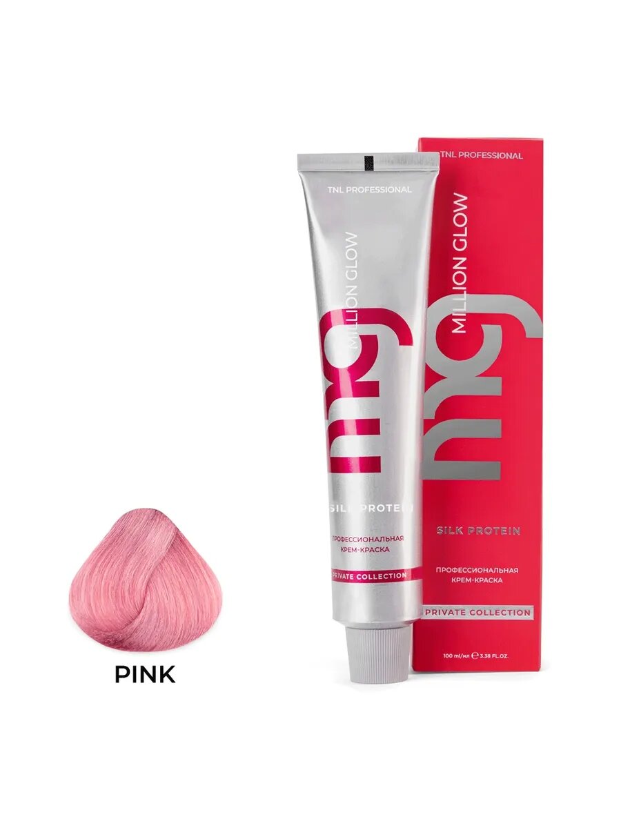 Крем-краска для волос Million glow Private collection Silk protein оттенок Pink Розовый, 60 мл