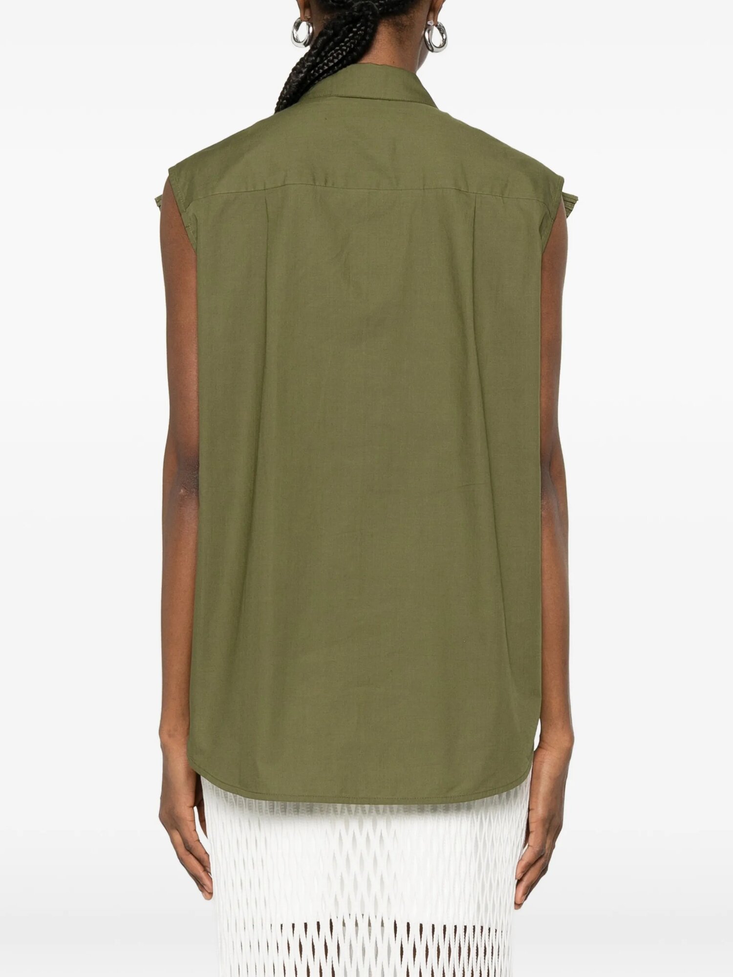 Рубашка ESSENTIEL ANTWERP Ruffled sleeveless shirt, размер S, green — фото 1