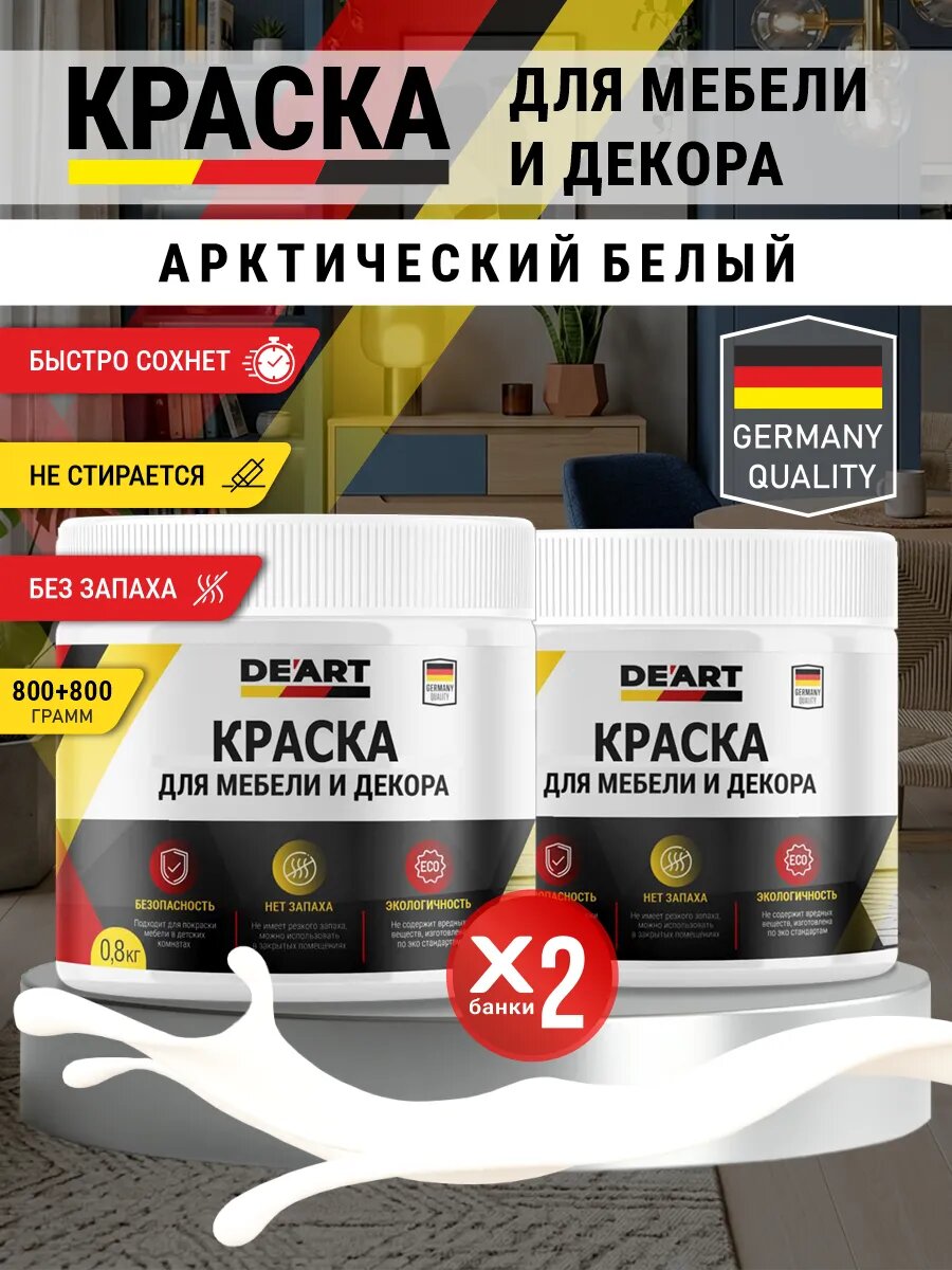 Краска для мебели и декора матовая арктически белый