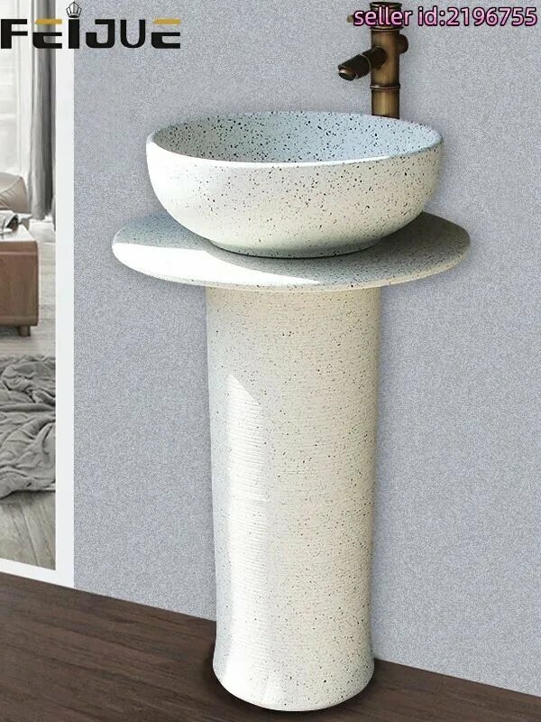 Напольная раковина для ванной, Керамика, размер 41*41*81см, В комплект входит: отдельностоящая раковина , донный клапан, сифон.