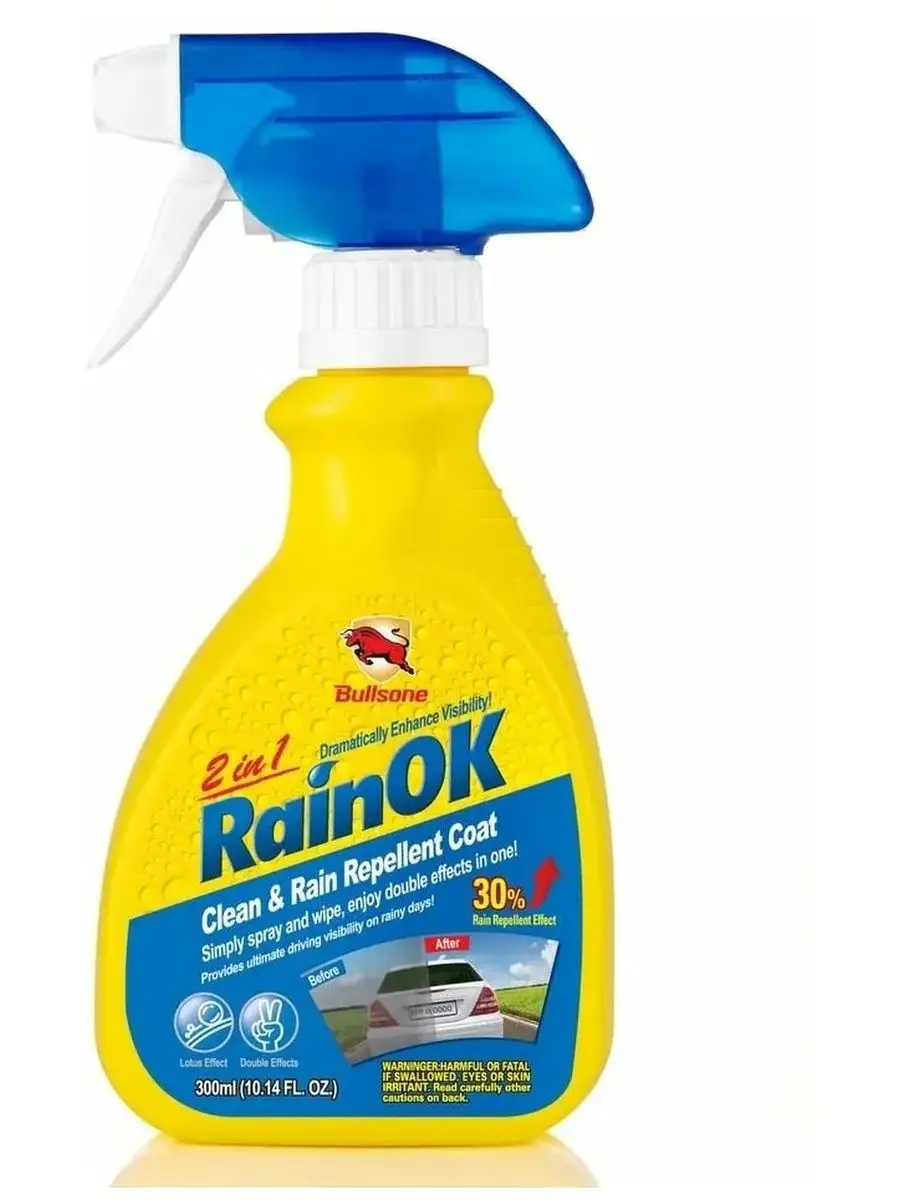 Очиститель стекол/зеркал водоотталкивающ. "Clean&Rain Repellent 2 in1" спрей 300мл OK 11876902, шт
