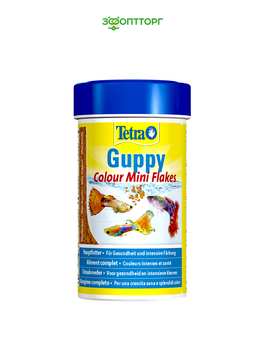 Корм Tetra Guppy Colour корм для всех видов гуппи (мини-хлопья), 250 мл.