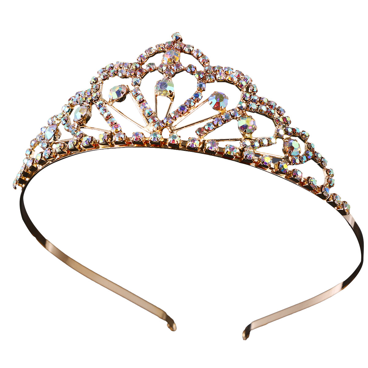 Корона в стиле барокко, украшенная цветными стразами (золотая).