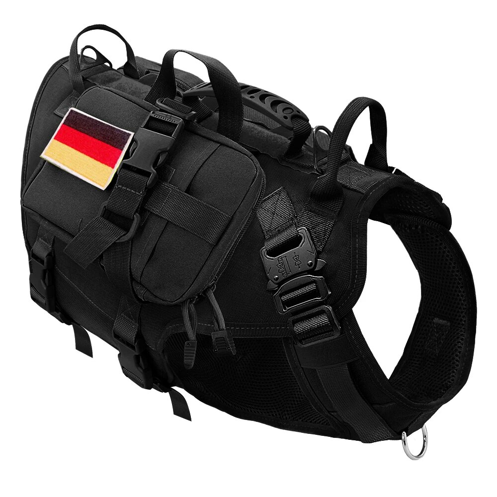 Тактический жилет для собак, черный, M-55-80см, Harness Bag-DE