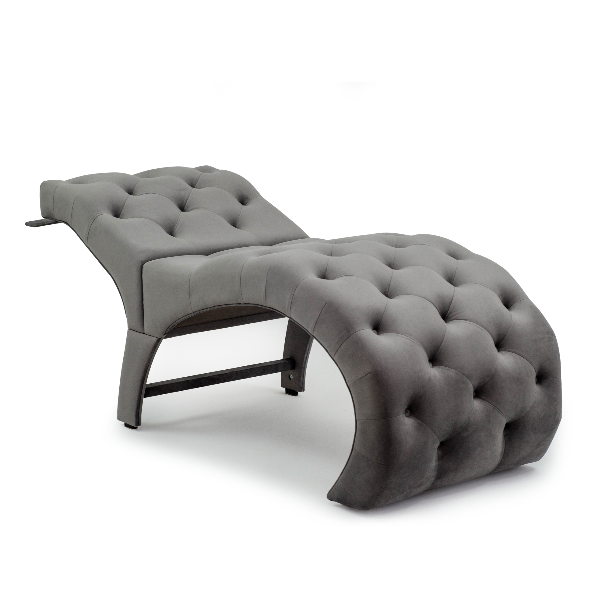 Анатомическая кушетка Beautiful Time, серая, велюр, с креплением для лампы, мягкая, разборная