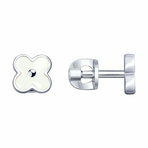 Серьги пусеты, серебро, 925 проба, родирование, эмаль