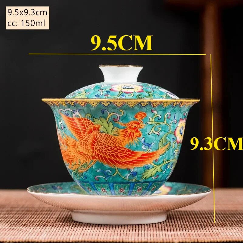 Керамический гайвань JINGDE TEA SET с рисунком дракона и феникса B2