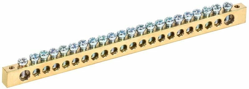 Шина PEN «земля-ноль» 8х12мм 22/2 (22группы/крепеж по краям) IEK YNN21-22-100