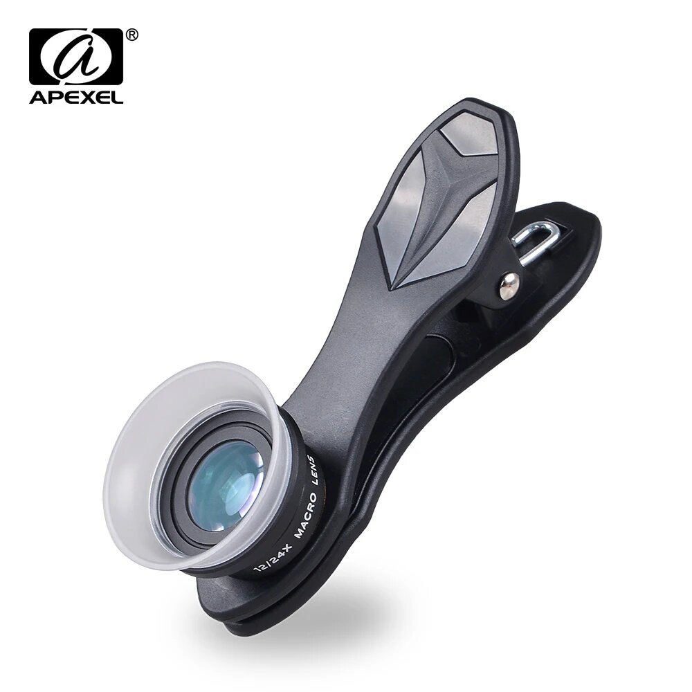 Объектив для телефона APEXEL 2 в 1 Clip-On 12 X Macro + комплект объективов Super Macro 24 X для Iphone 7/6s/6s Plus ios android смартфонов 24XM