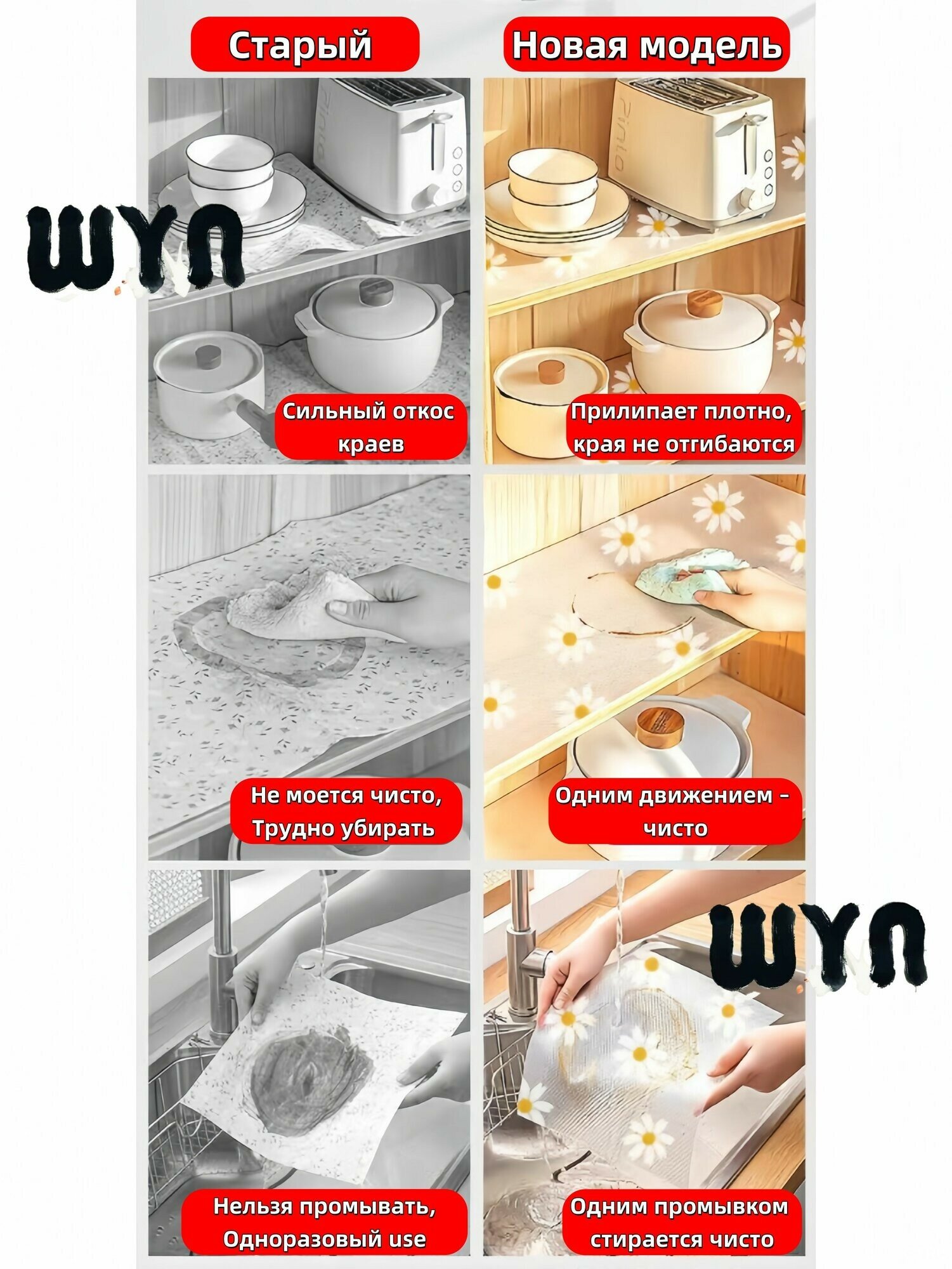 Коврик для кухонных полок, ящиков, холодильника, 200 см х 30 см