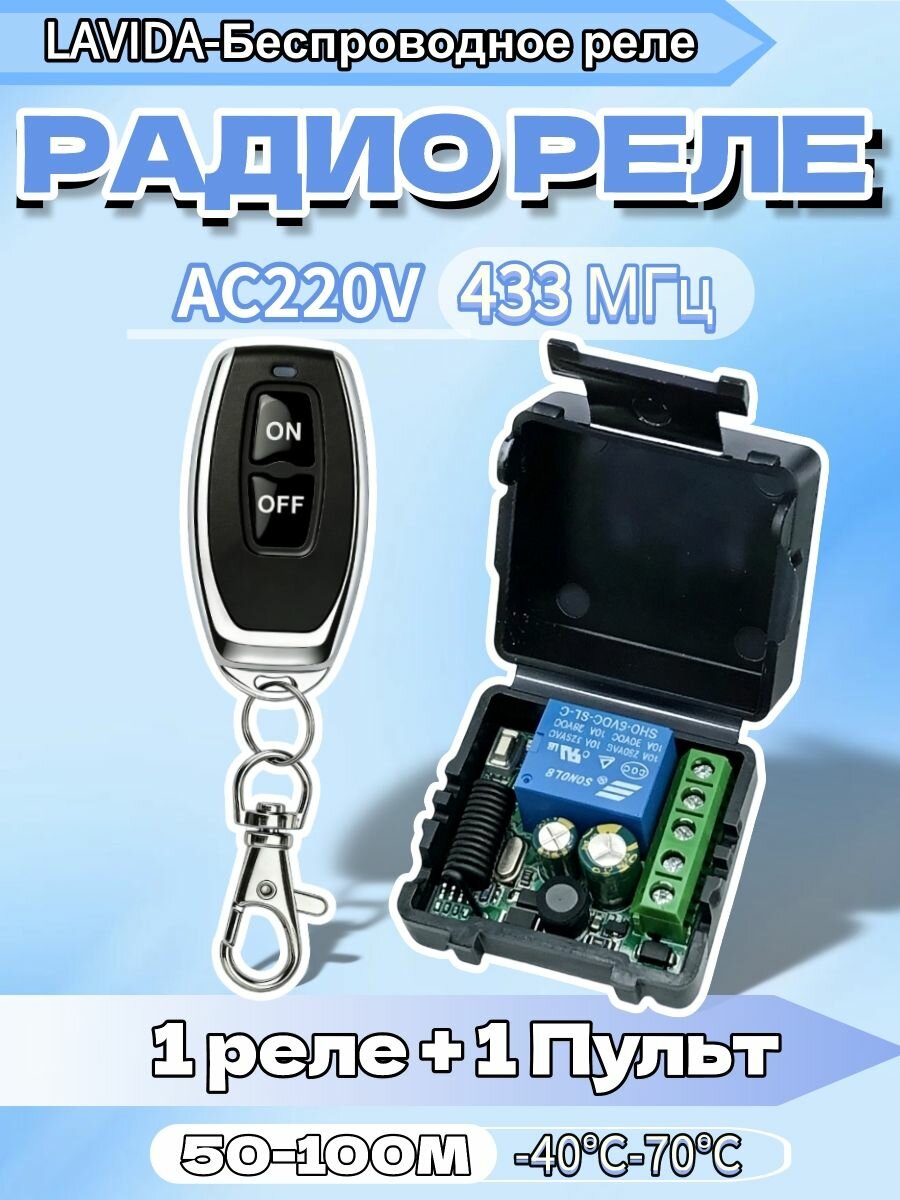 Радиоуправляемое реле 220В 433МГц. Радиореле для ворот, шлагбаумов. Дистанционный выключатель.