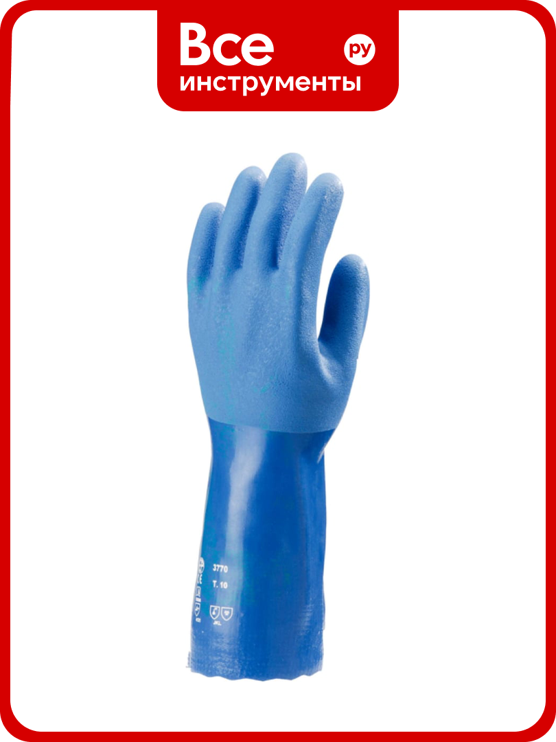 Перчатки Cover Guard EUROCHEM, ПВХ, хлопок, для защиты от кислот и щелочей, XL, 35 см