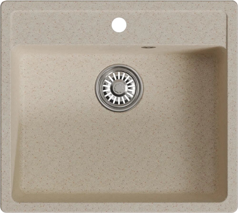 Мойка кухонная Mixline ML-GM15 мраморная, 56x50, прямоугольная, мойка для кухни, бежевая, матовая
