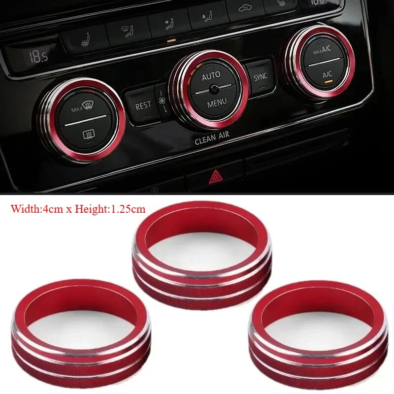 Кольца управления AC для VW Tiguan Atlas, Red, 3pcs