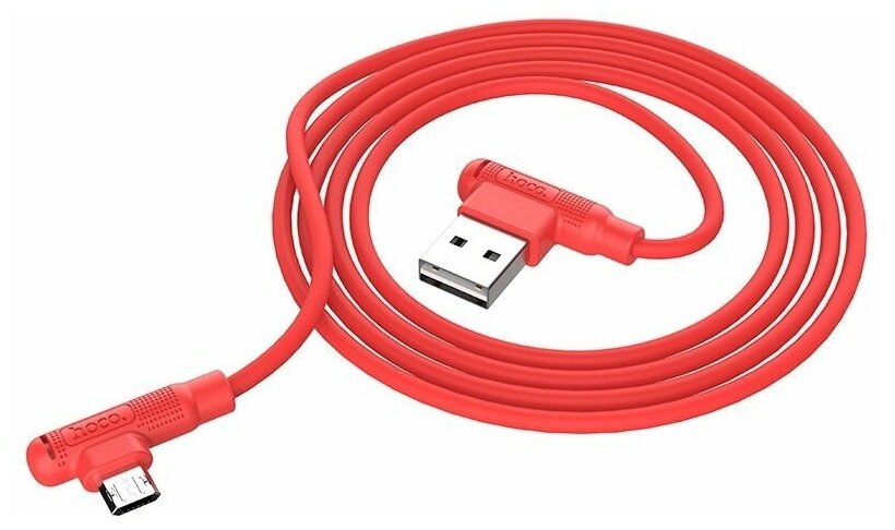 Кабель для зарядки микро USB HOCO X46 , 1.0м, круглый, 2.4A, силикон, цвет: красный