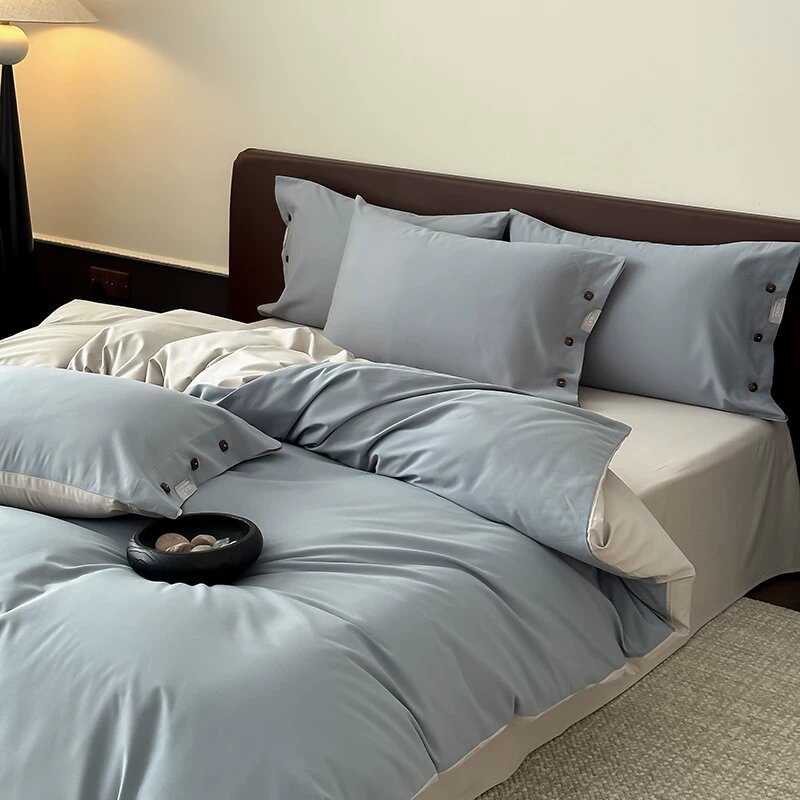 Комплект постельного белья Heilan Home из 100% хлопка с начесом, 4 предмета: утолщенные теплые простыни и пододеяльник