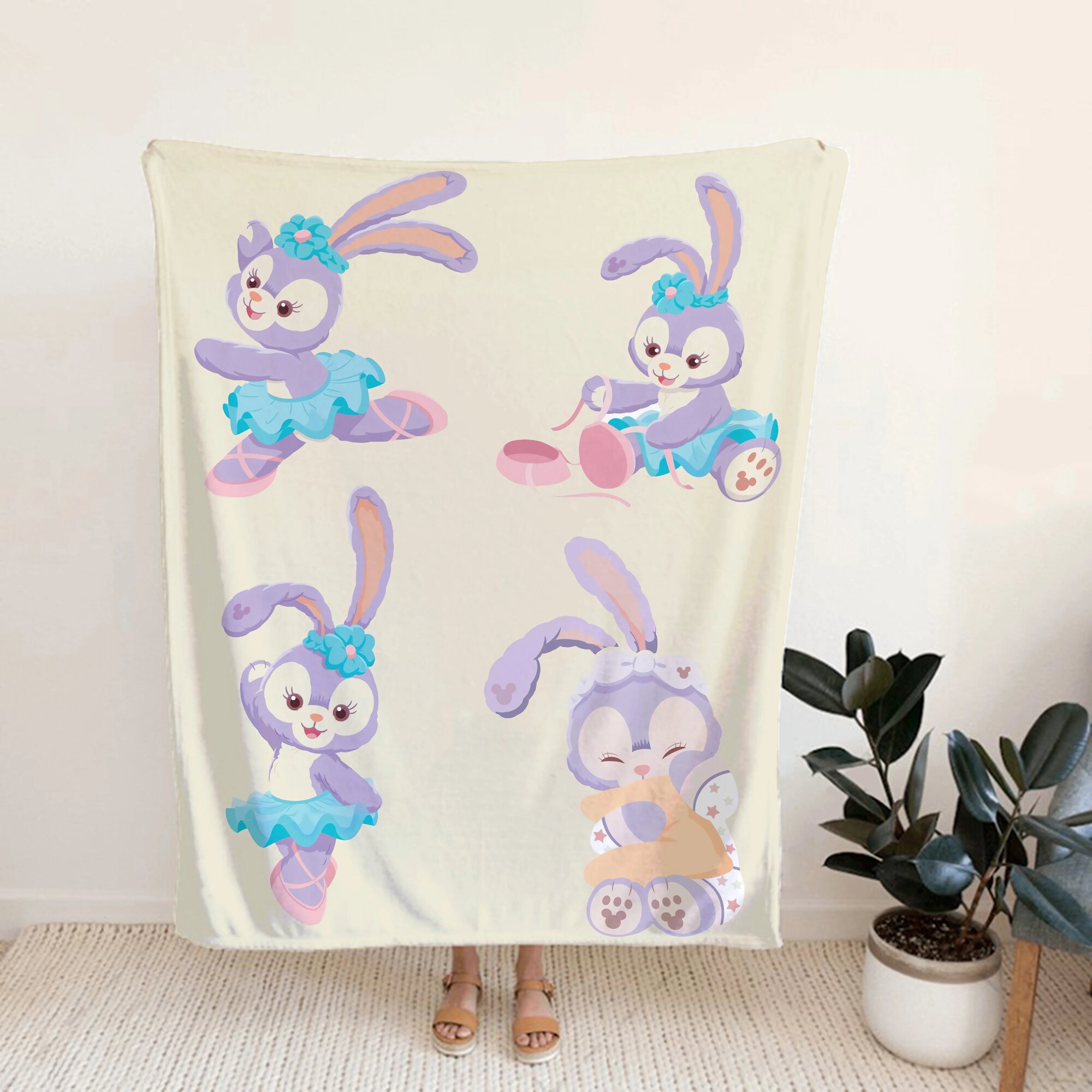 Плед Star Dew Cartoon Blanket Stella Ballet Rabbit, милый, для улицы, для офиса, для сна в кондиционированном