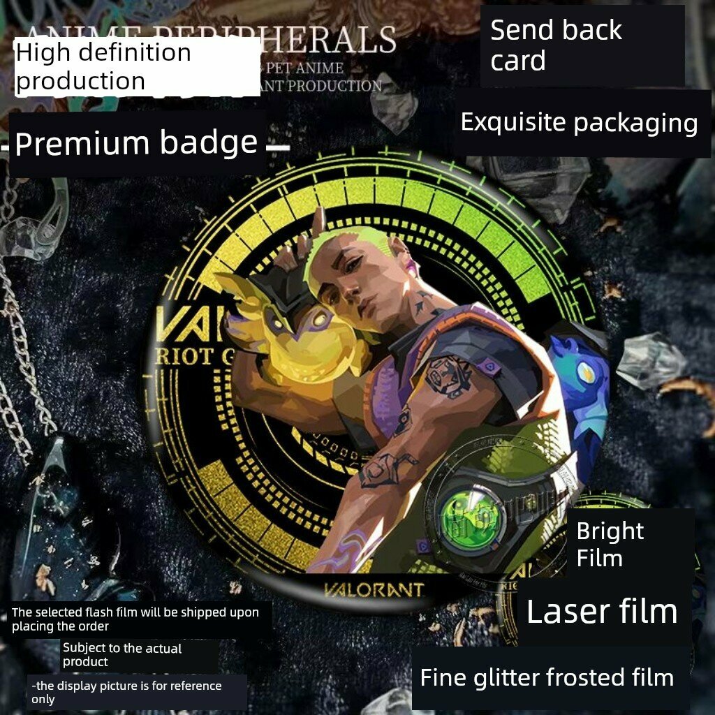 Значок Fearless Contract KO Valorant Phoenix Zero Steel Lock Poseidon Black Dream, мерч Valorant. Gaike_58 мм глянцевая