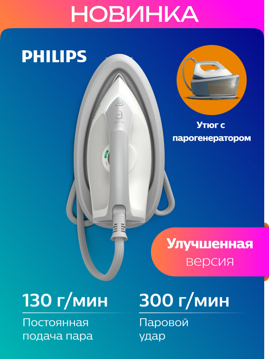 Парогенератор Philips PSG2000/20, керамическая подошва, 6 бар, 2400Вт