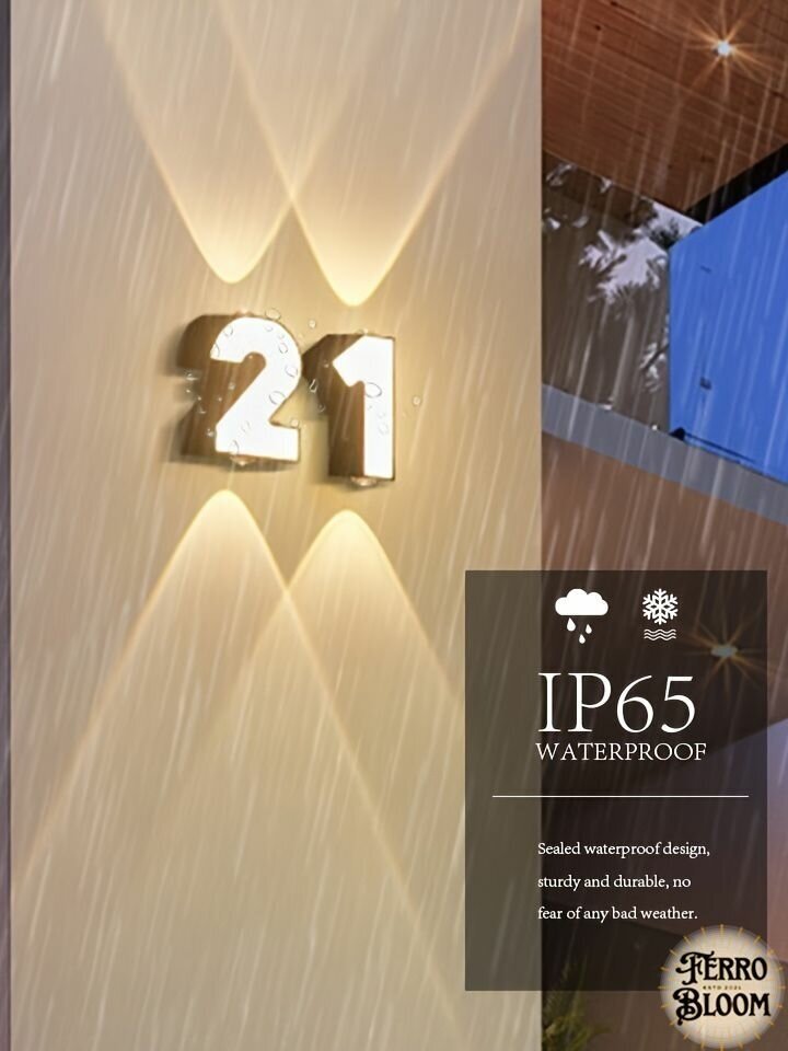 Светящийся номер для дома с LED-подсветкой и защитой IP65, алюминиевый, 30x20 см, для улицы и дачи