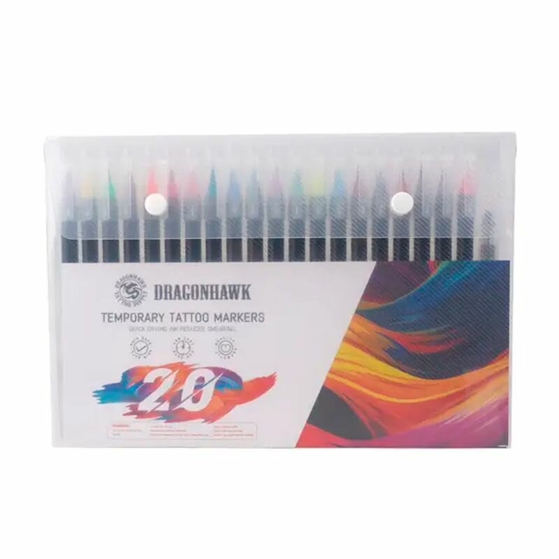 Трансферный маркер для тату в наборе DragonHawk Temporary Tattoo Markers 20шт