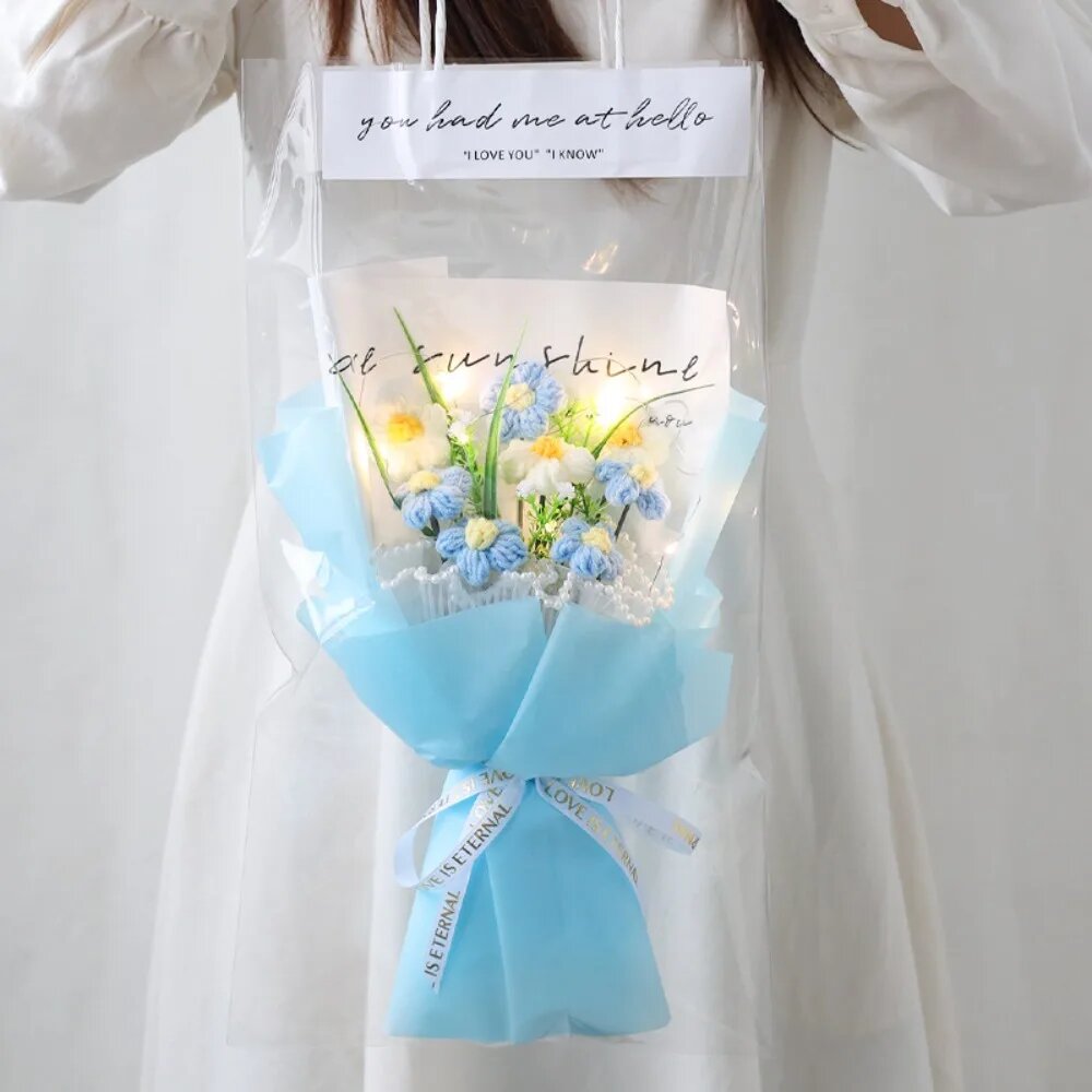 Букет из вязаных цветов Blue, "You had me at hello"