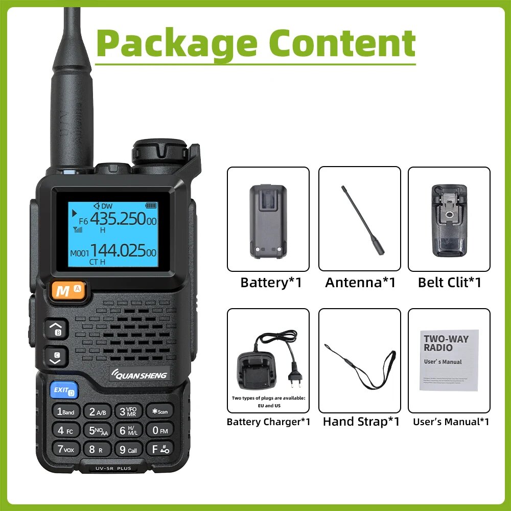 Рация Quansheng UV 5R Plus, цвет 5R Plus, евро вилка