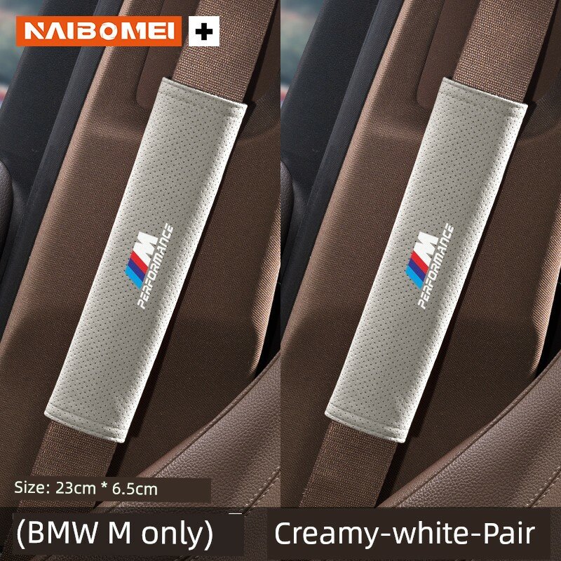 Набор накладок на ремень безопасности автомобиля BMW M-Style в кремовом цвете из шерстяной ткани, 23 см, комплект из