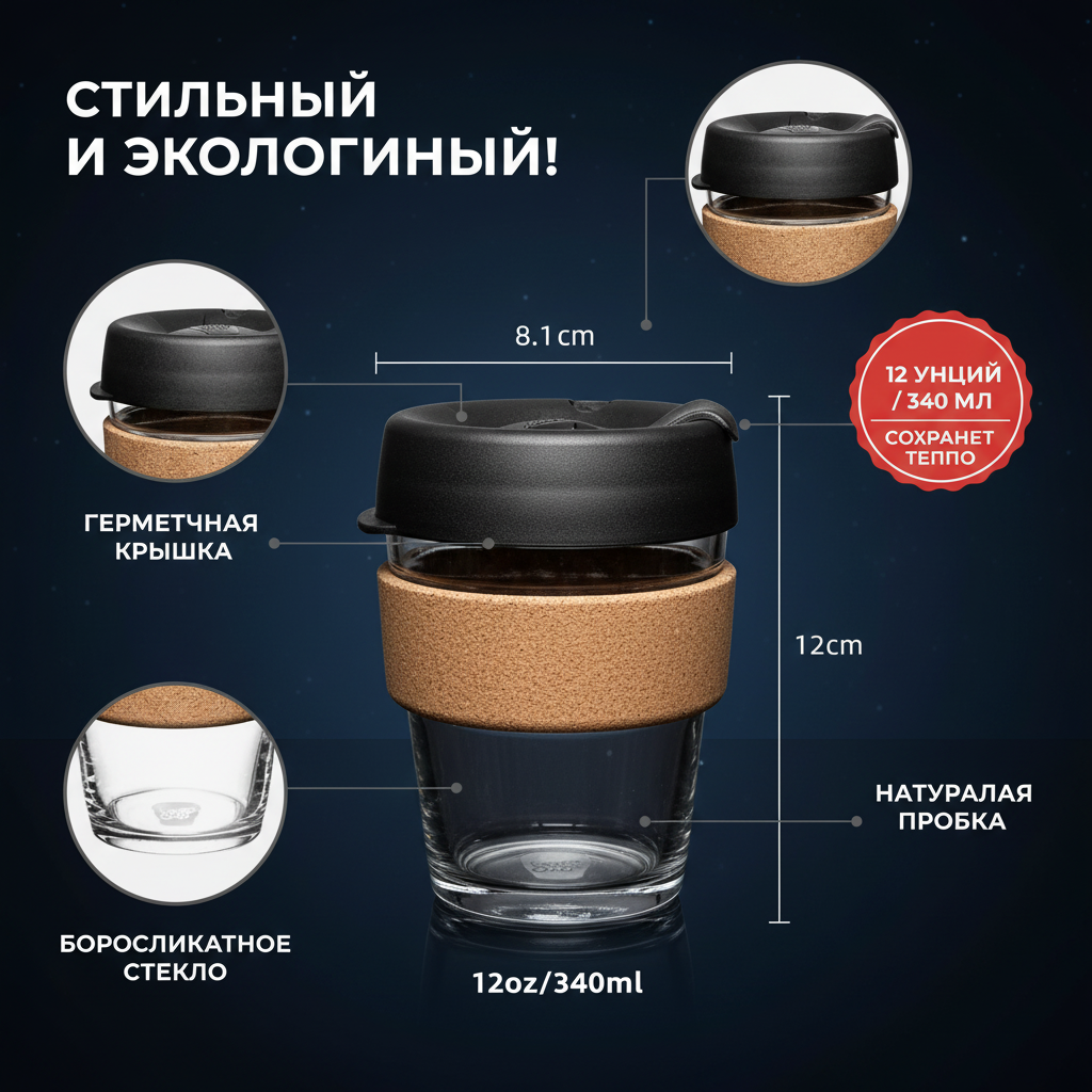 None | Многоразовая кружка KeepCup для кофе 340 мл 1 шт