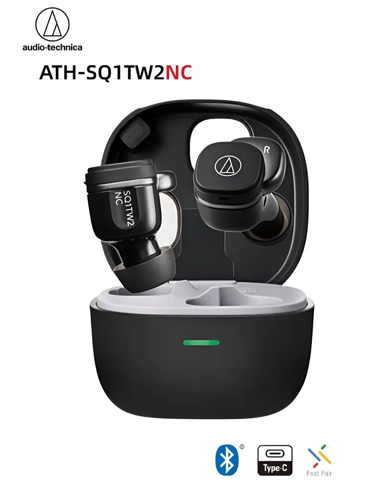 Audio-Technica Наушники беспроводные с микрофоном, Bluetooth, USB Type-C, черный