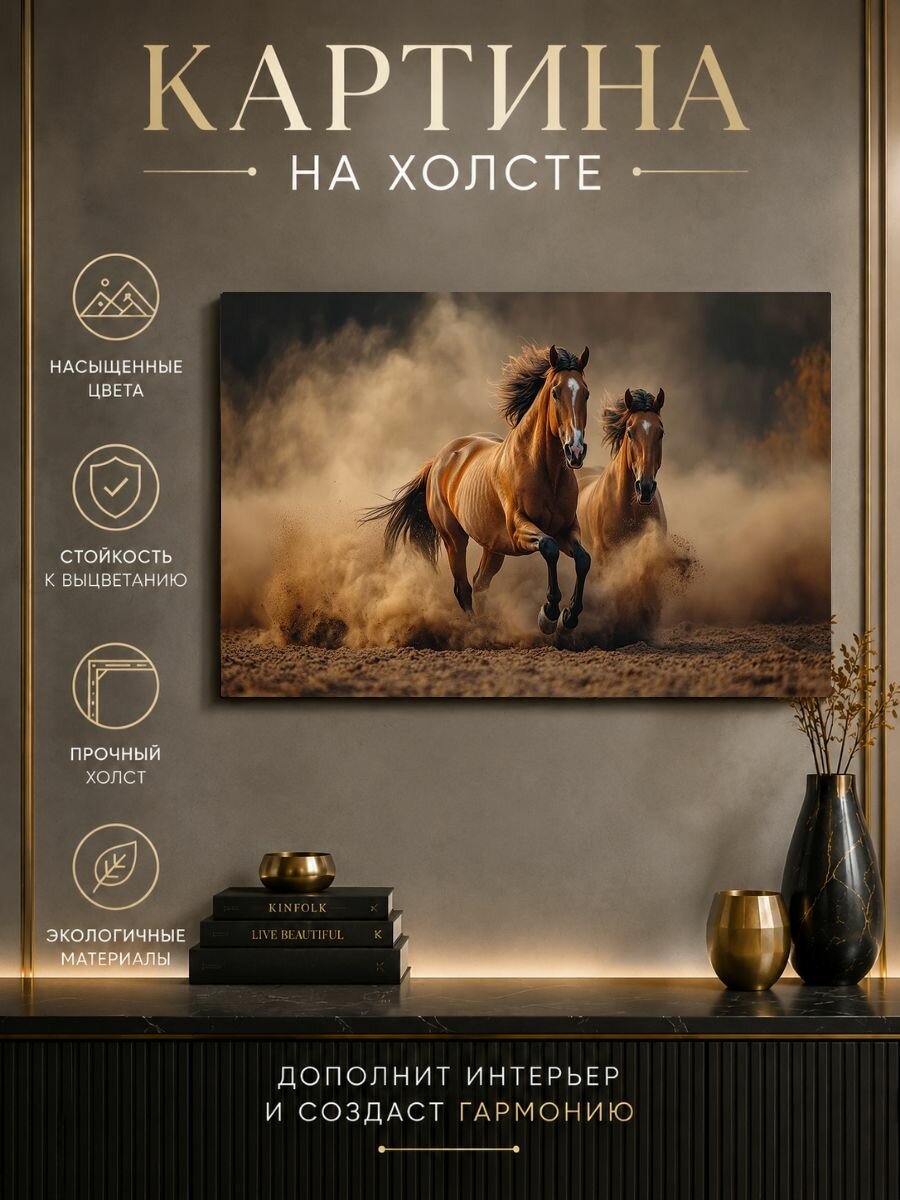 Картина на холсте Лошади 70x50 см