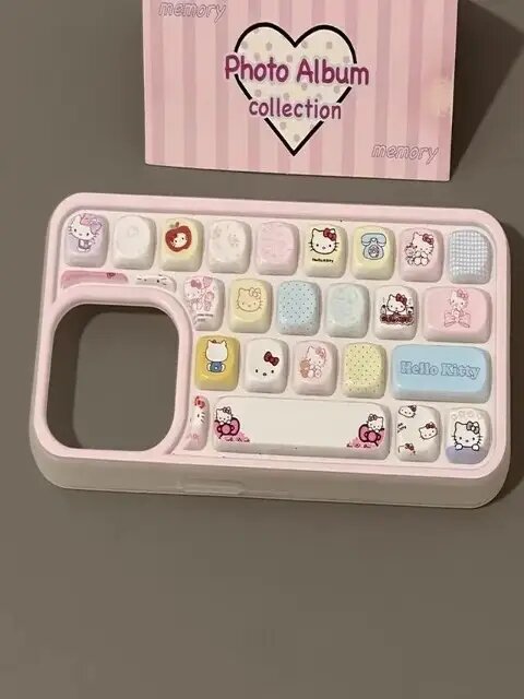 Премиальный милый кейс Sanrio Hello Kitty с клавиатурой, созданный для линейки iPhone 15, 16, 14, 13, 12, 11, X, 8, 7, Pro и Max.