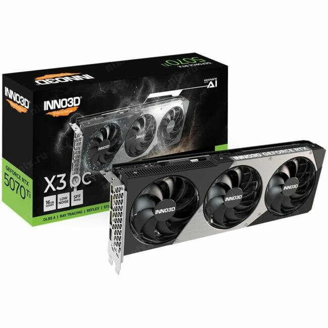 Inno3D GeForce RTX 5070 Ti X3 OC (GeForce® RTX 5070 Ti) 16 Гб, GDDR7, 256 бит, PCI Express, 3xDP,1xHDMI