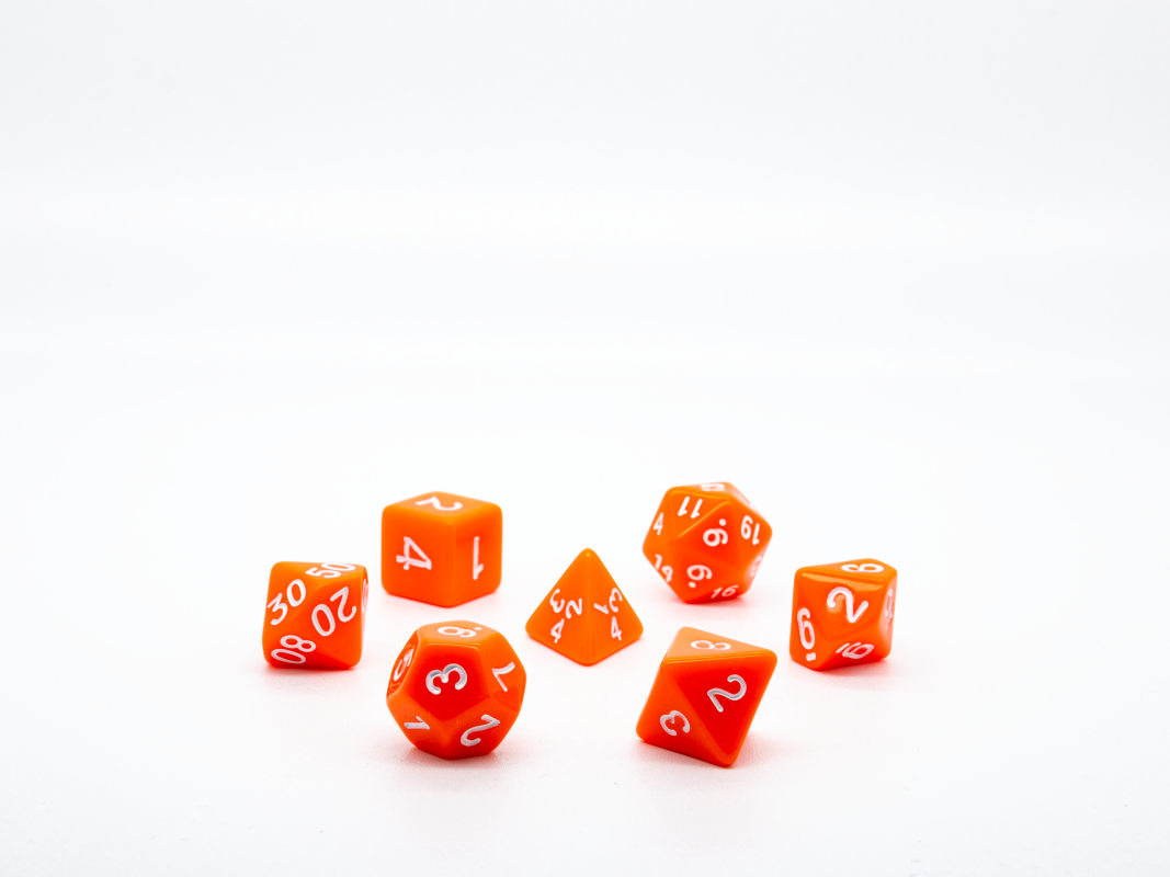 Набор кубиков для D&D (Dungeons and Dragons, ДнД, Pathfinder): Оранжевые