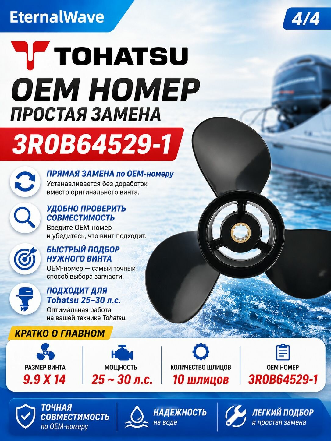BLUEWAVE Propeller Лопасть весла — фото 1
