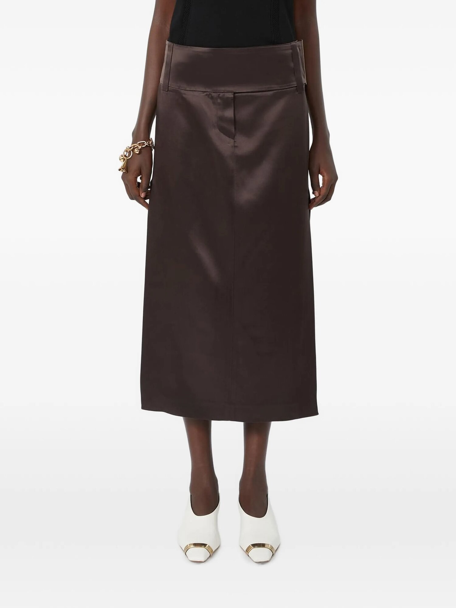 Юбка Max Mara Straight-fit long satin skirt - chocolate