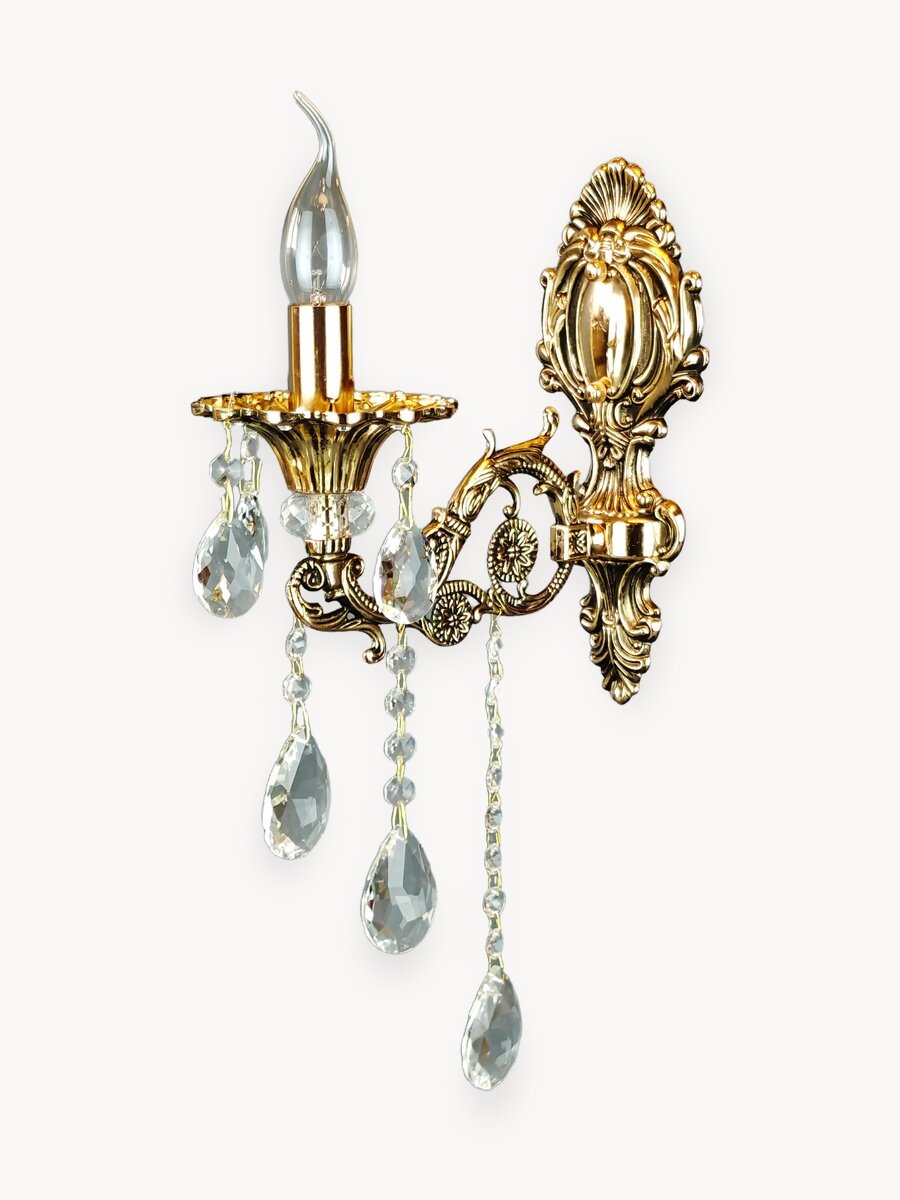 Настенный светильник бра LF8006/1 FGD+BLACK золото с патиной, Е14, 1х60 Вт, лампа на стену в форме свечи