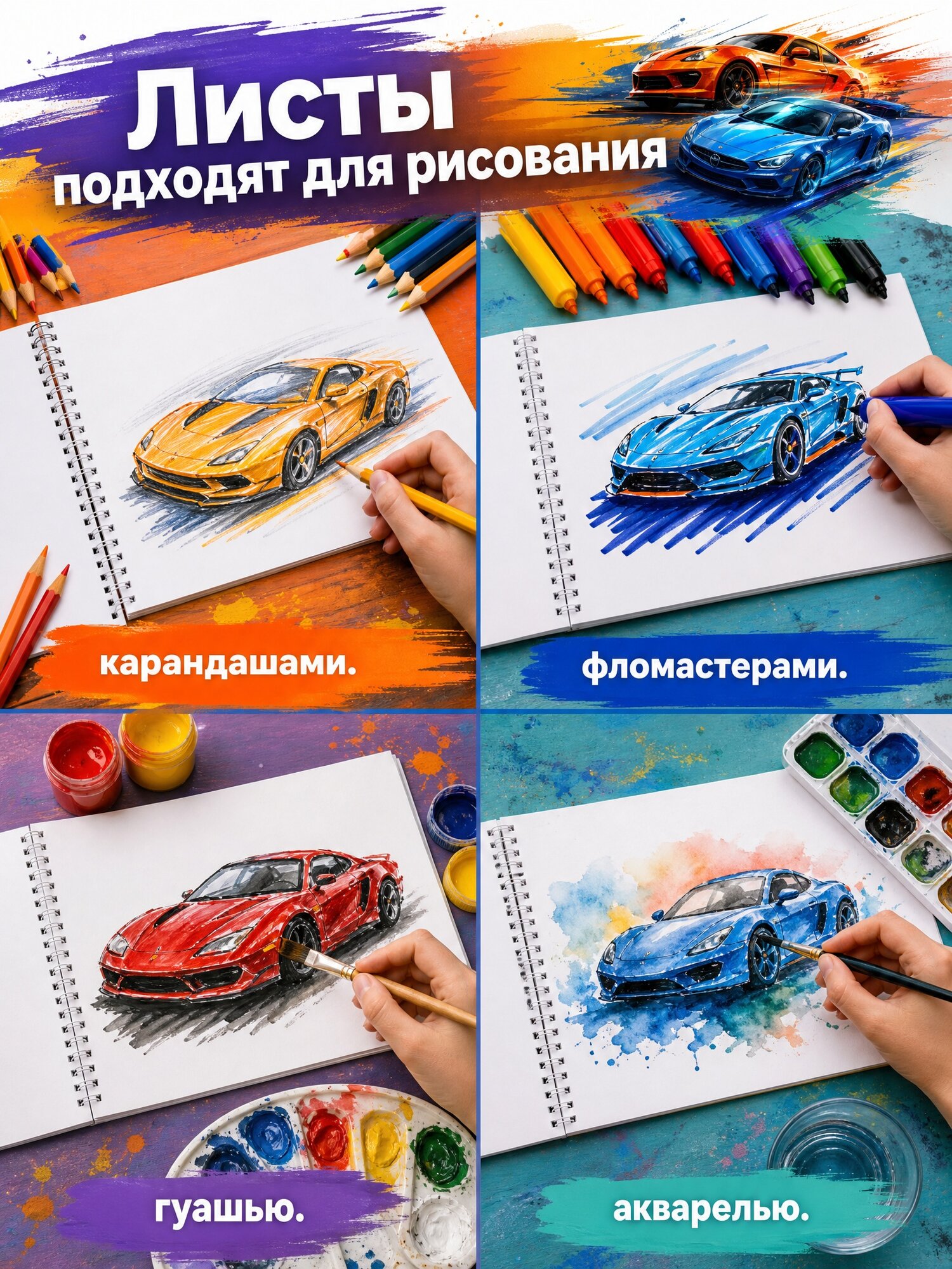 Prof-Press Альбом для рисования "Синяя машина" — фото 1