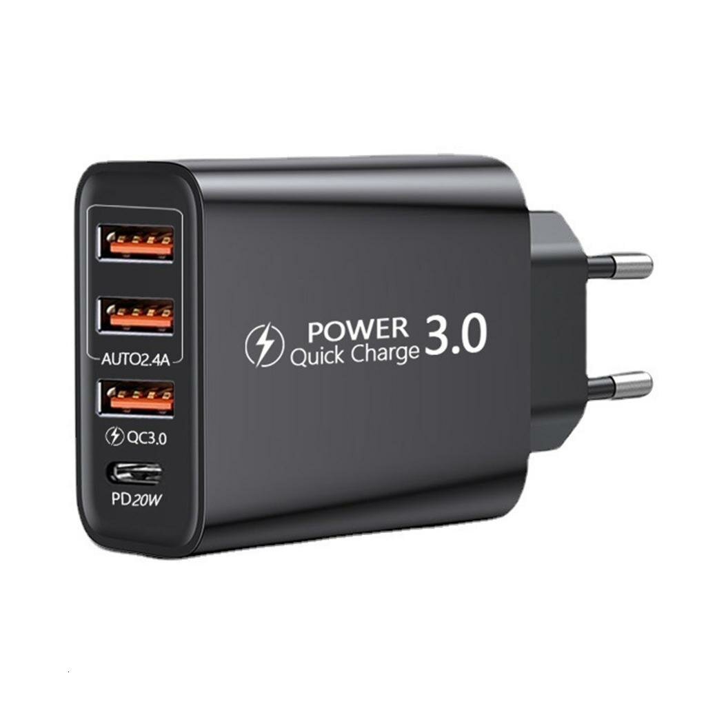 Европейский переходник с USB-C, Черный