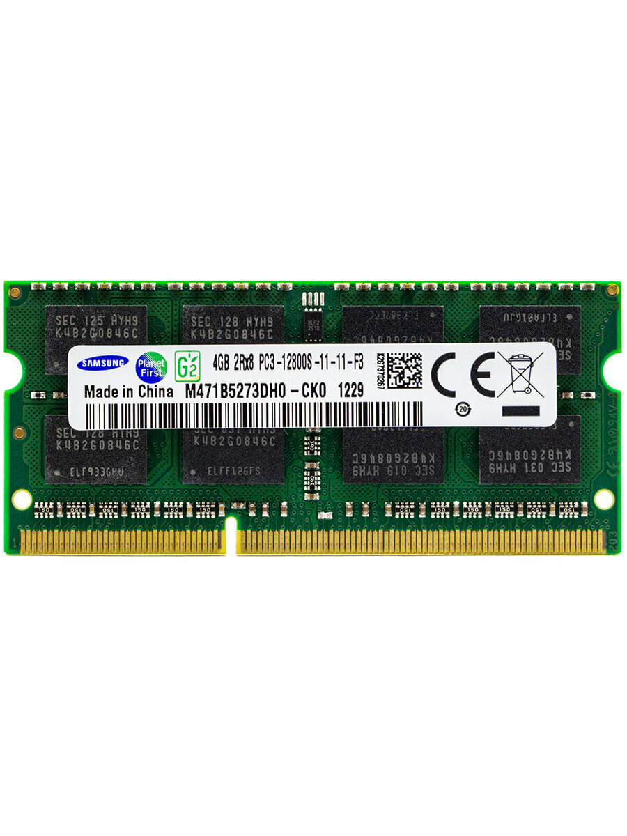 Модуль памяти для ноутбука SODIMM DDR3 4GB PC12800 1600МГц Samsung M471B5273DH0-CK0