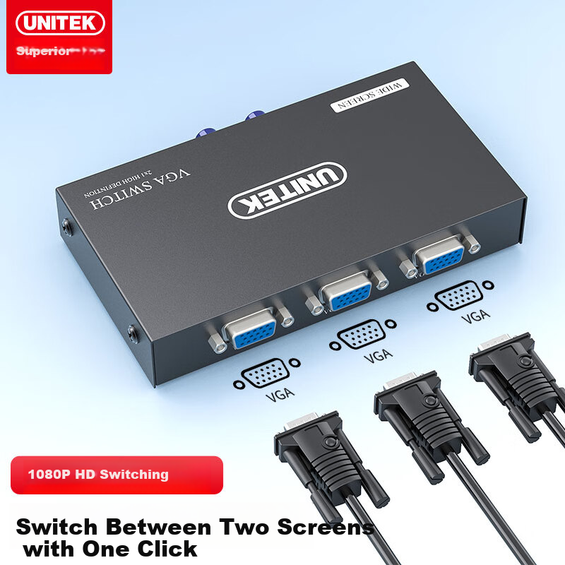 UNITEK VGA коммутатор 2 в 1 высококачественный видео конвертер для монитора компьютера и видеонаблюдения U-8704