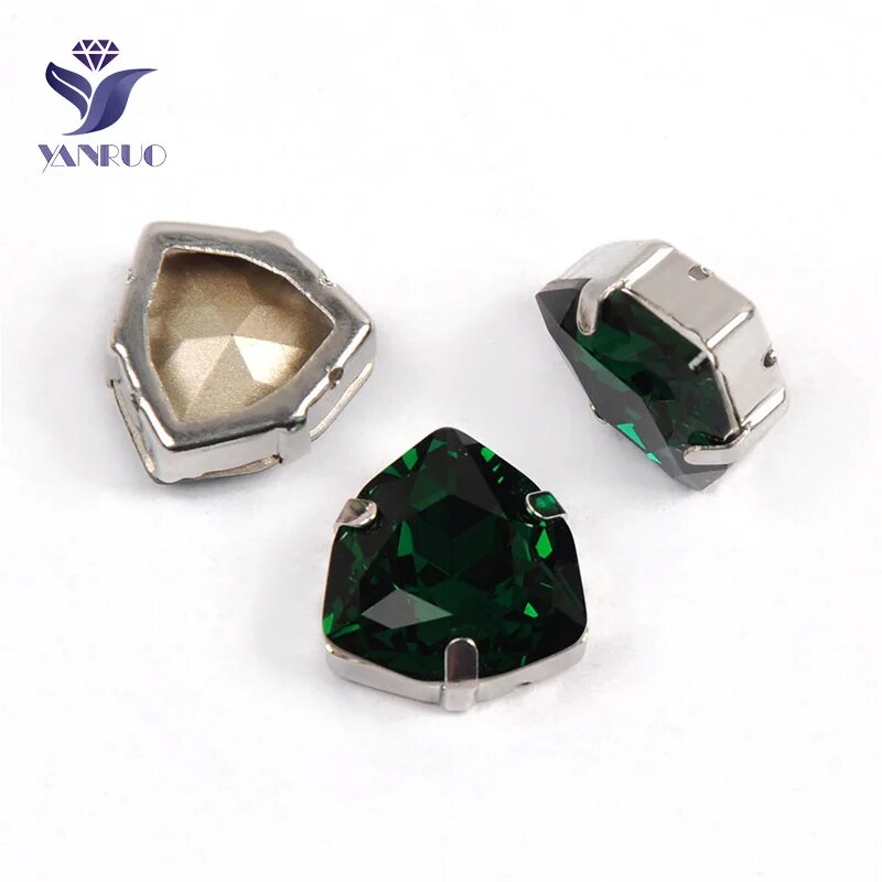 Стеклянные стразы YANRUO 4706 Trilliant Point для декора 7mm 21Pcs, Изумрудный, Emerald