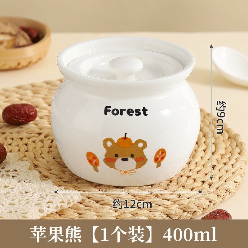 Керамическая кастрюля для тушения, кремового стиля, глиняная кастрюля для одного человека с крышкой, водонепроницаемая, устойчивая к высоким температурам керамическая глиняная кастрюля