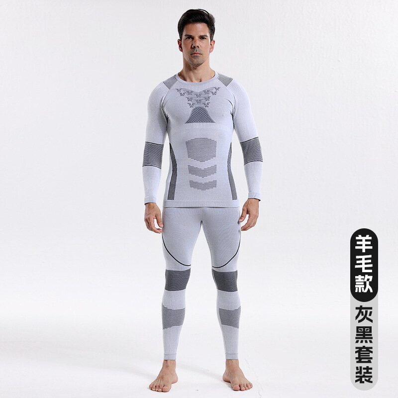 ⭐Осенне-зимняя одежда из мериносовой шерсти, быстросохнущая, мужское лыжное белье, женская компрессионная термофункциональная влагоотводящая одежда для походов и лыж⭐