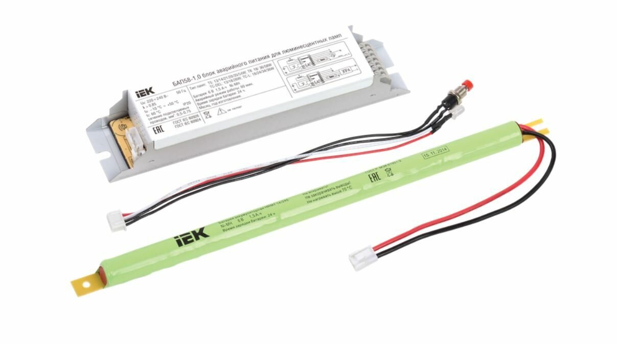 Блок аварийного питания IEK БАП58-1.0, мощность 58 Вт, для люминесцентных, компактных люминесцентных ламп