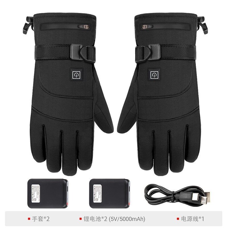 Электрические нагреваемые перчатки, теплые, ветрозащитные, водонепроницаемые, для мотоциклов, катания на лыжах, с сенсорным экраном, утолщенные для зимы
