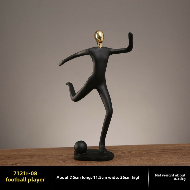 Скульптура resin athlete для гостиной и книжной полки, gold, soccer