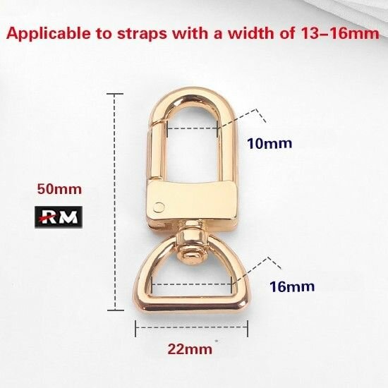 Карабины металлические для сумки, стропы, ремня, Пружинная пряжка из цинкового сплава, Внутренний диаметр 16 мм, Стиль G--Элегантное золото, 2 шт