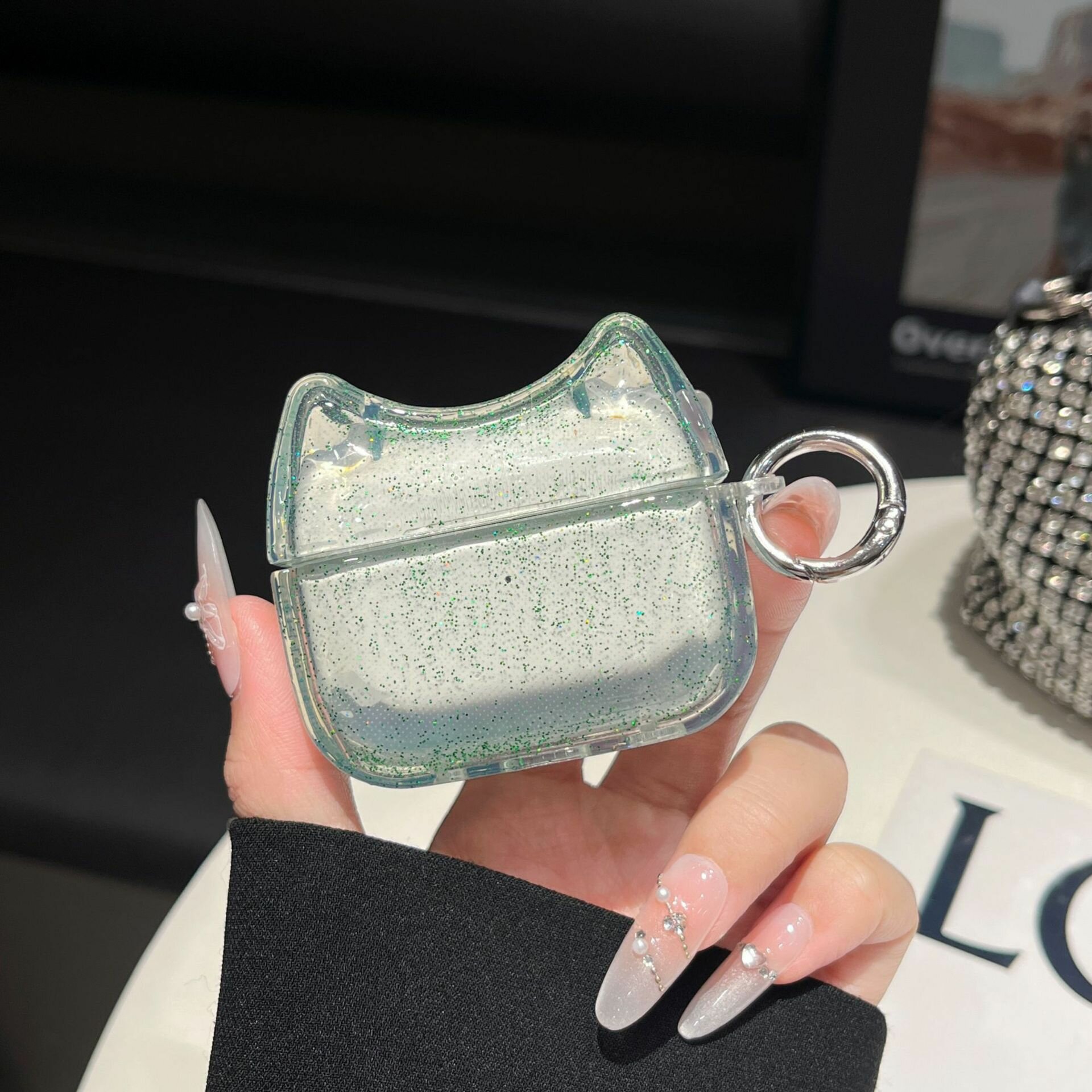 Новый милый чехол для наушников с кошачьими ушками и блестками, совместимый с AirPods Pro 3, новый чехол для наушников 4-го поколения