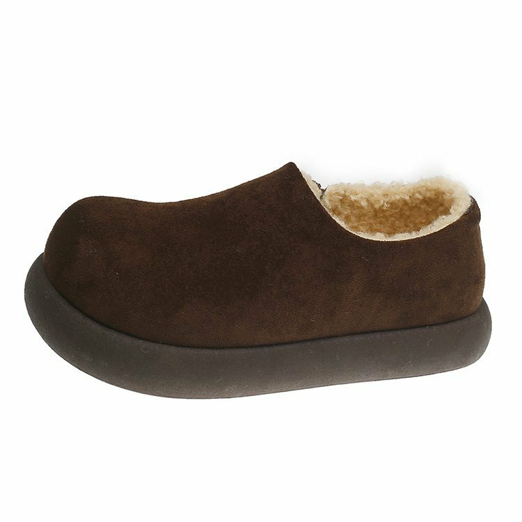 ВесКеды ИзнСтой AIS Мокасины Женщины Зима Флис Нескользкий Теплый Британский стиль Хлебные обувь/Khaki